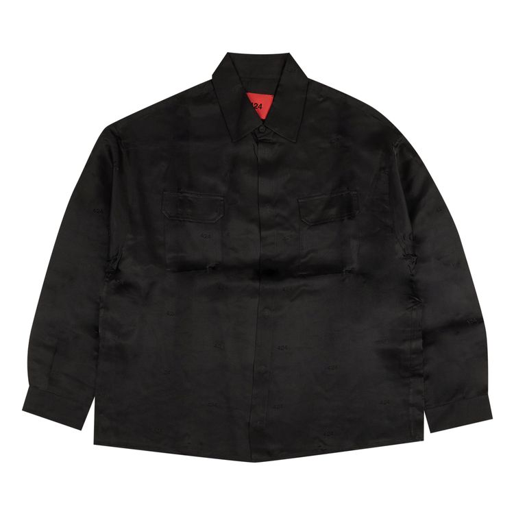 Buy 424 Logo Long-Sleeve Button Down Shirt 'Black' - 424C AW19 0084 NLK | GOAT