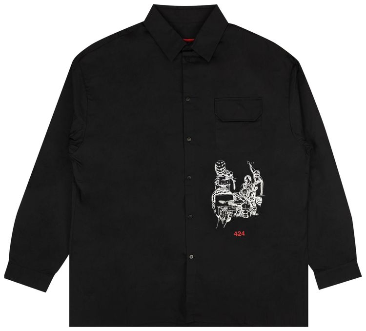 Buy 424 Casual Button Down Shirt 'Black' - 2011 100 0999 BLK | GOAT