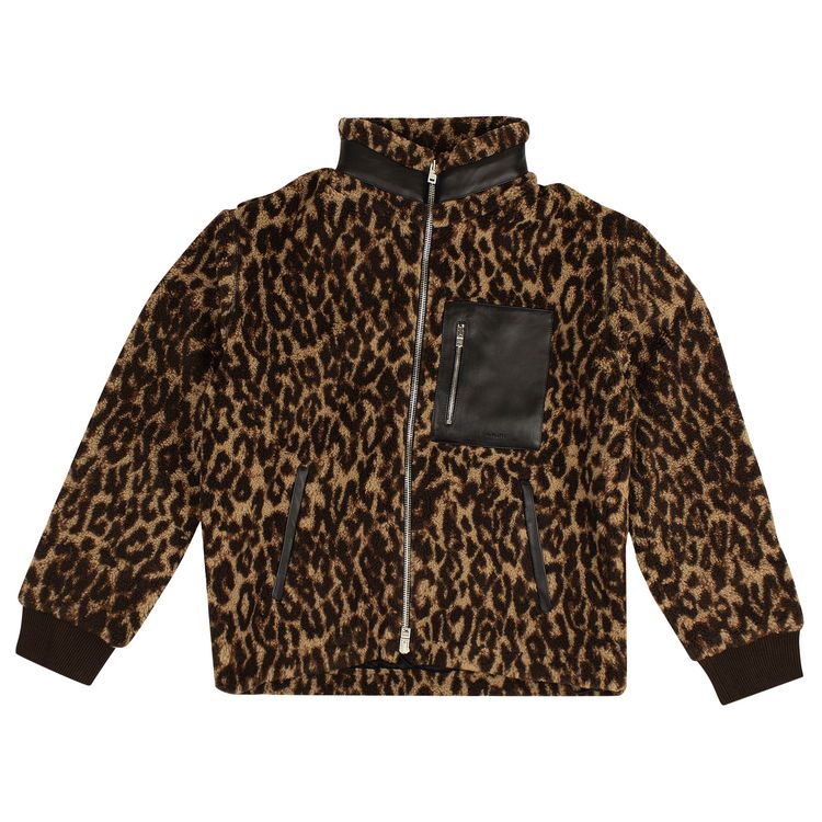 Buy Amiri Leopard Print Fleece Jacket 'Black' - MKF013 242 BLAC | GOAT UK