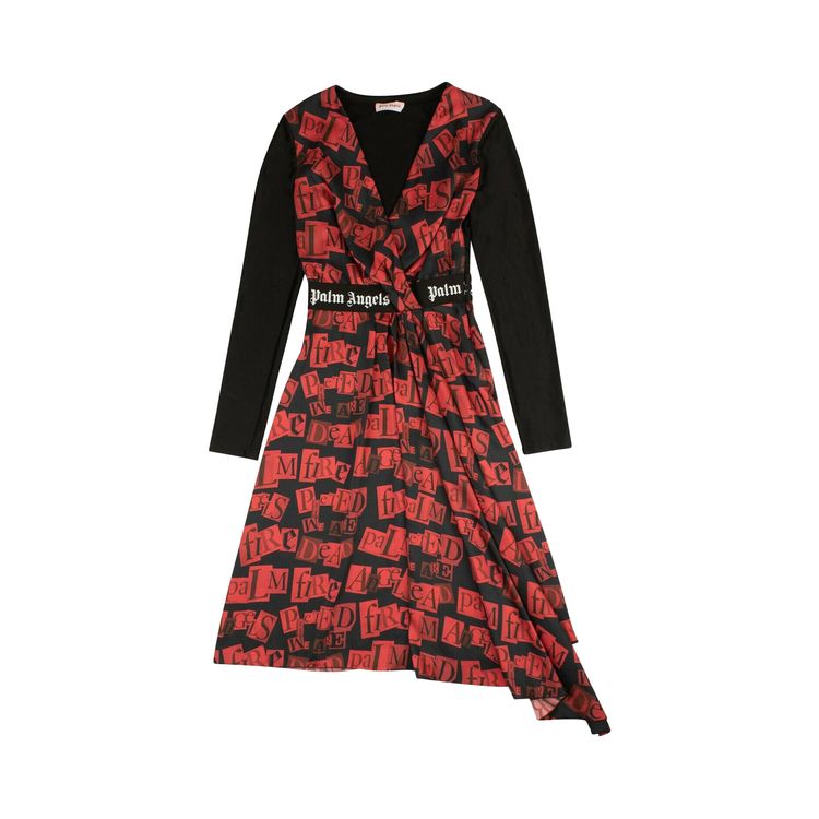Buy Palm Angels Ransom Print Midi Dress 'Red' - PWDB046E196980378888 | GOAT