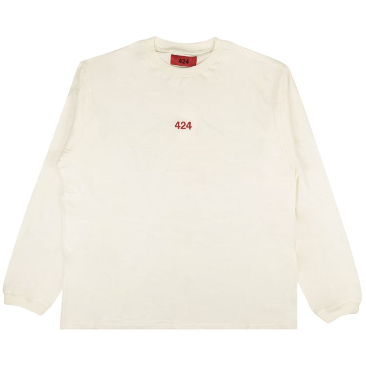 Buy 424 Logo Long-Sleeve T-Shirt 'White/Red' - 8002 059 9150 WHT | GOAT