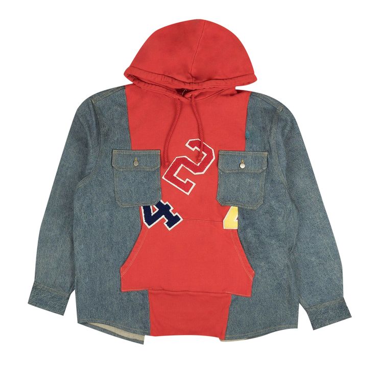 Buy 424 Logo Patch Hoodie 'Red/Denim' - 424C AW19 0118 RED | GOAT