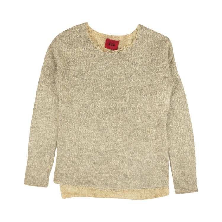 Buy 424 Ripped Collar Knit Sweatshirt 'Tea' - 8010 602 6028 TEA | GOAT