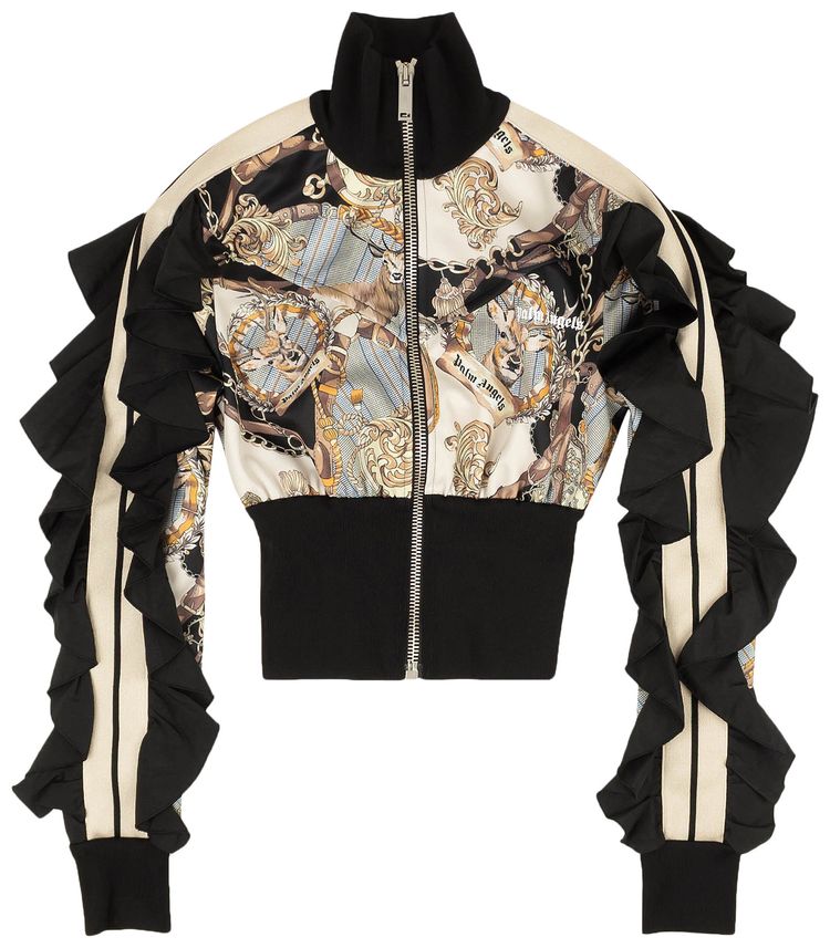 Palm Angels Crop Ruffle Track Jacket 'Black' | GOAT