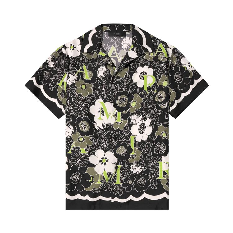 Buy Amiri Flower Camp Shirt 'Black' - PF22MSS003 BLAC | GOAT