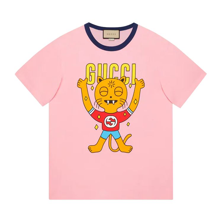 Buy Gucci Cat Print Cotton T-Shirt 'Pink' - 703439 XJEI3 5904 | GOAT