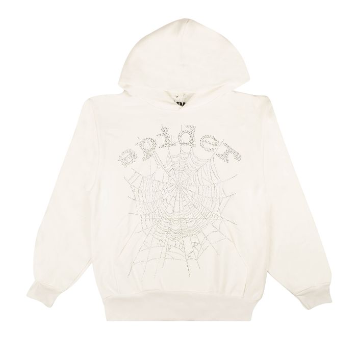 Buy Sp5der OG Rhinestone Hoodie 'White' - 2406 100000106ORH WHIT | GOAT