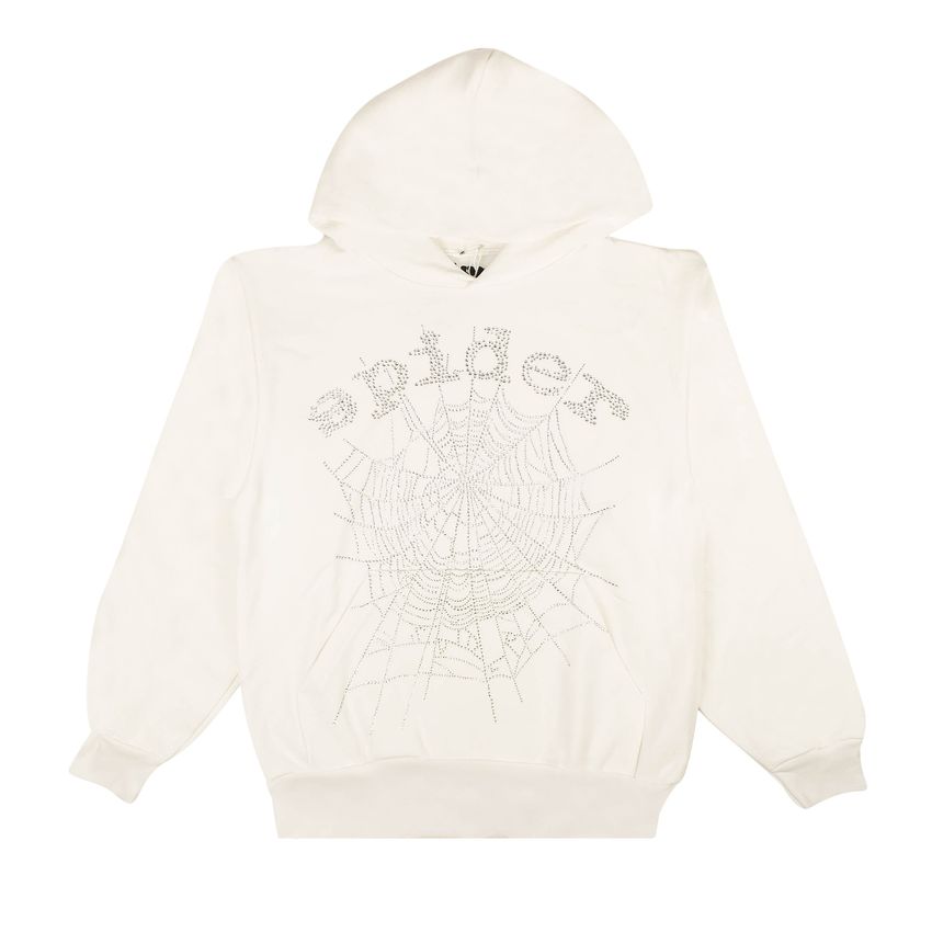 Buy Sp5der OG Rhinestone Hoodie 'White' - 2406 100000106ORH WHIT | GOAT