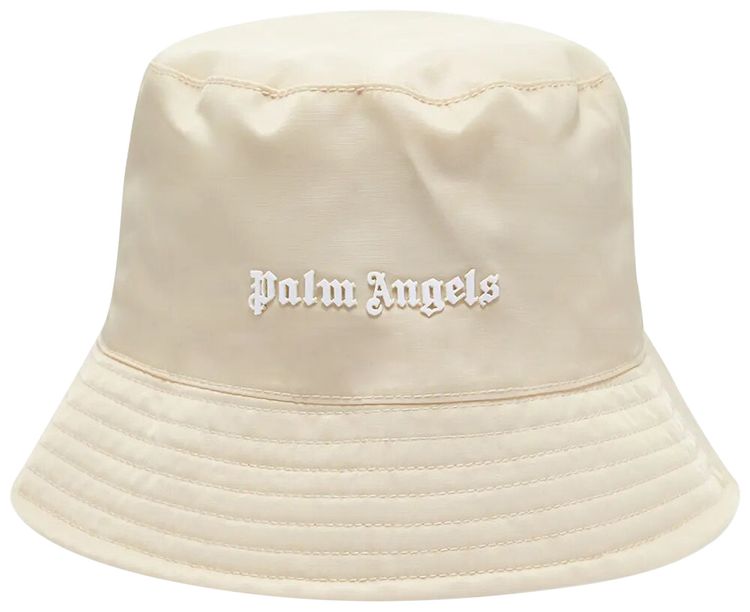 Buy Palm Angels Logo Bucket Hat Beigewhite Pwla011c99fab0016101 Goat