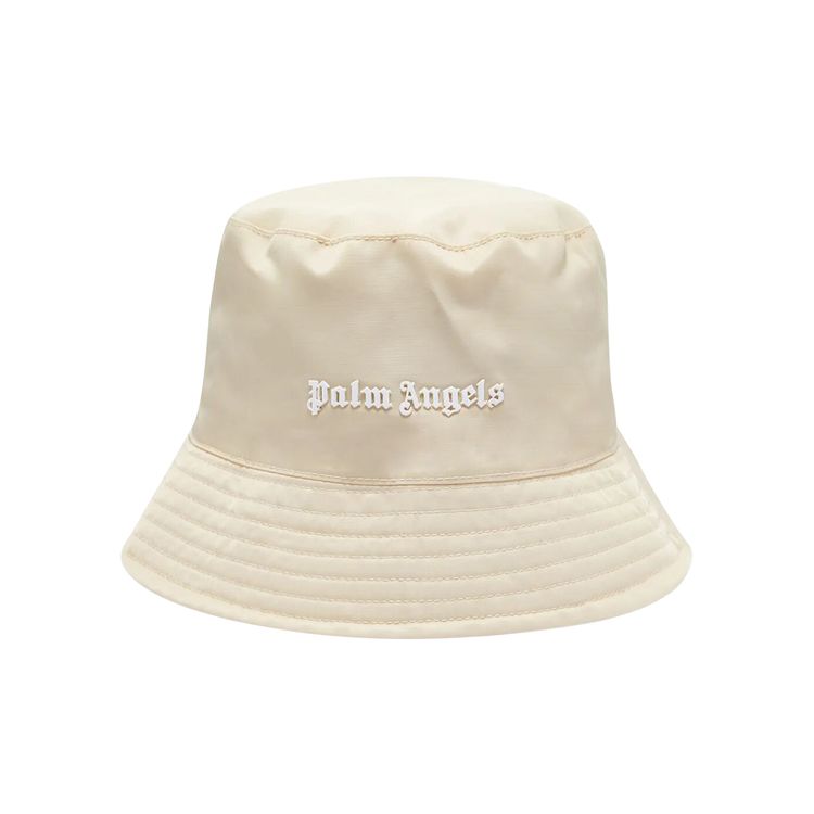 Buy Palm Angels Logo Bucket Hat 'Beige/White' - PWLA011C99FAB0016101 | GOAT