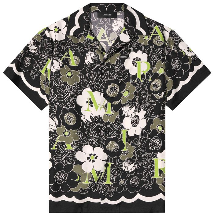 Buy Amiri Flower Camp Shirt 'Black' - PF22MSS003 001 BLAC | GOAT