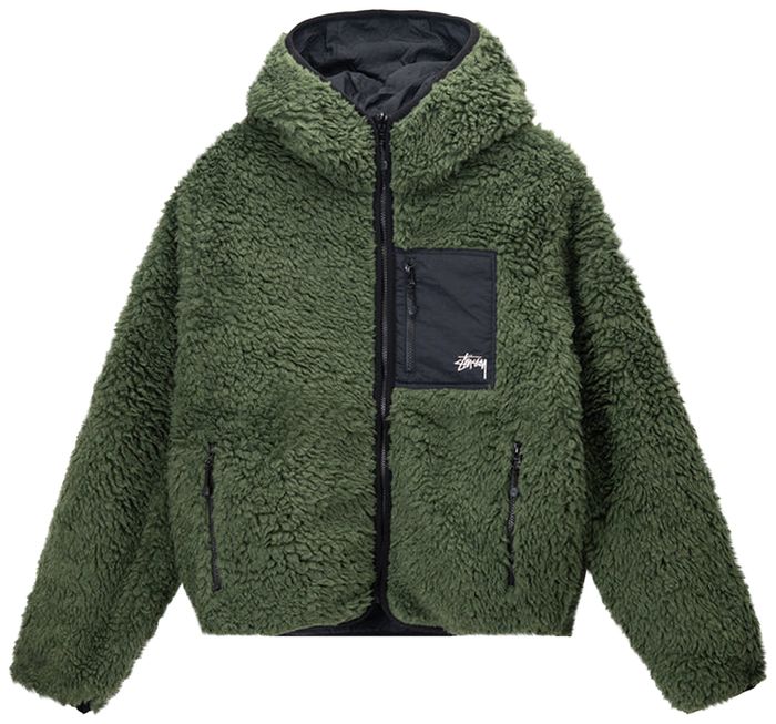 Buy Stussy Sherpa Jacket 'Olive' - 118507 OLIV | GOAT