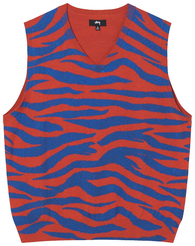 Buy Stussy Tiger Printed Sweater Vest 'Red' - 117139 RED | GOAT