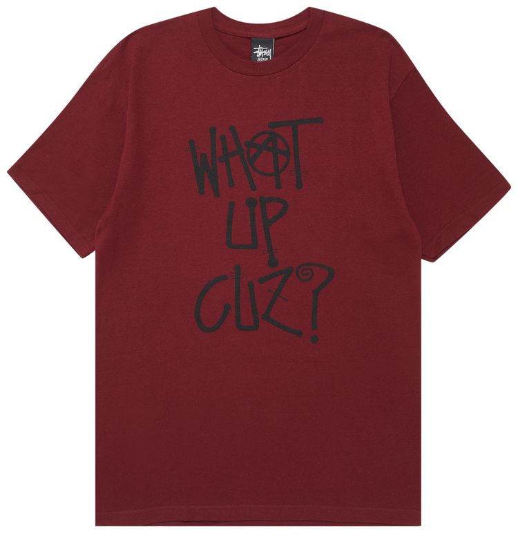 Buy Stussy What Up Cuz? Tee 'Wine' - 1903052 WINE | GOAT