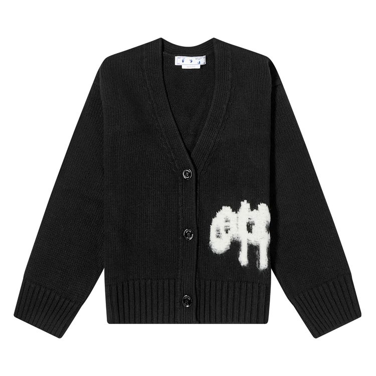 Buy Off-White Logo Intarsia Cardigan 'Black/White ...