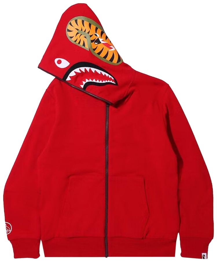 Buy BAPE x OVO Woodland Camo Shark Reversible Full Zip Hoodie 'Red ...