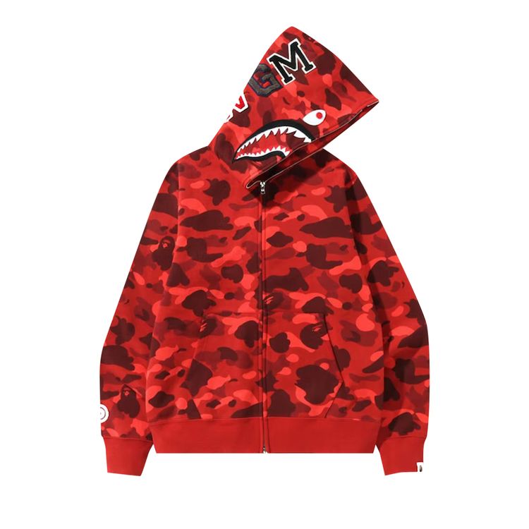 Buy BAPE Color Camo Shark Full Zip Hoodie 'Red' - 0039 1SS220106CCSF ...
