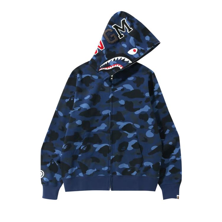 Buy BAPE Color Camo Shark Full Zip Hoodie 'Navy' - 0039 1SS220106CCSF ...