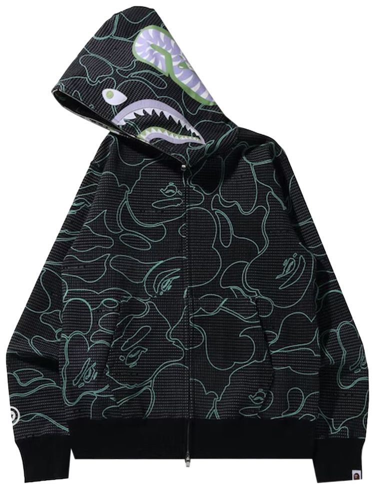 Buy BAPE Text Code Camo Shark Full Zip Hoodie 'Black' - 1I30 115 013 ...
