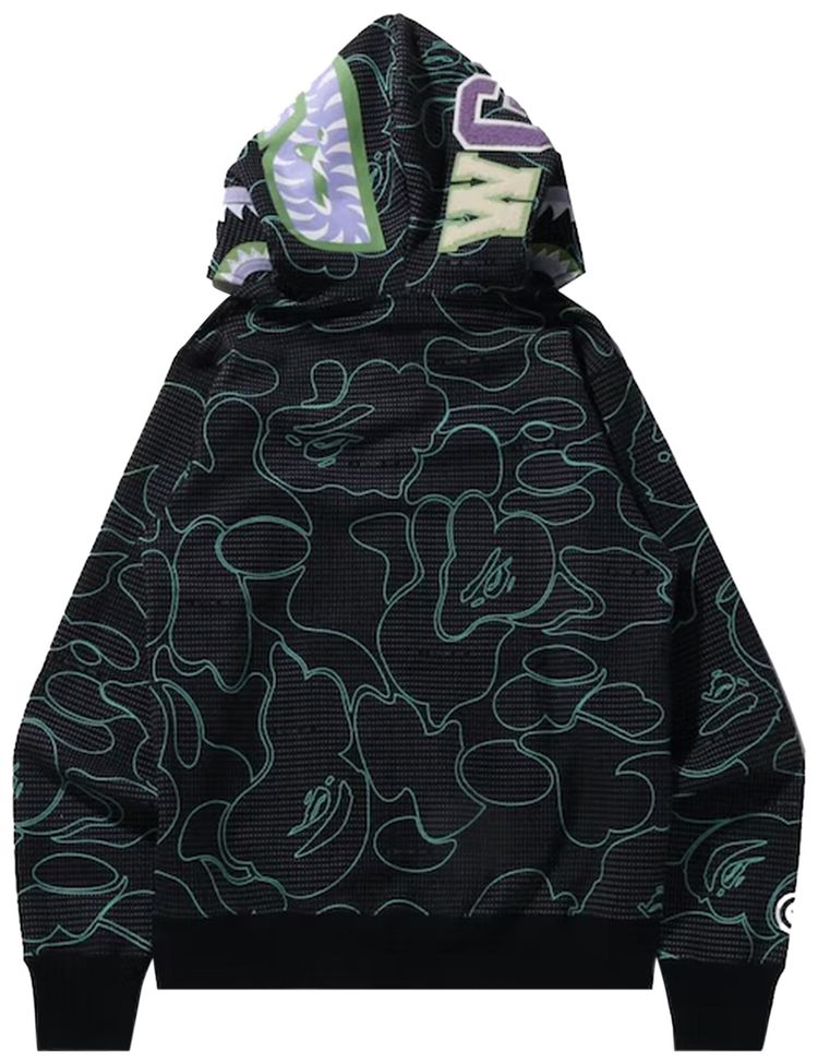 Buy BAPE Text Code Camo Shark Full Zip Hoodie 'Black' - 1I30 115 013 ...