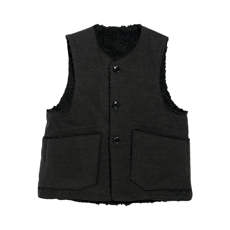 Buy Engineered Garments Polyester Fake Melton Over Vest 'Black ...