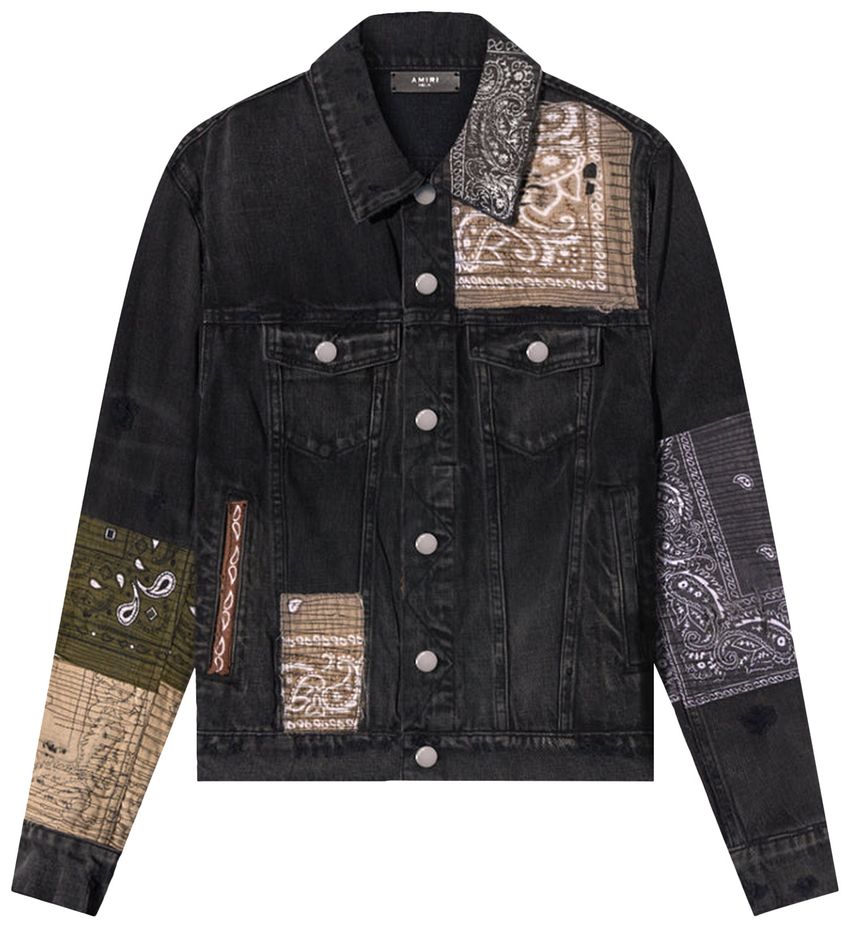 Buy Amiri Bandana Art Patch Trucker Aged Black Pf22mdt005 023 Aged