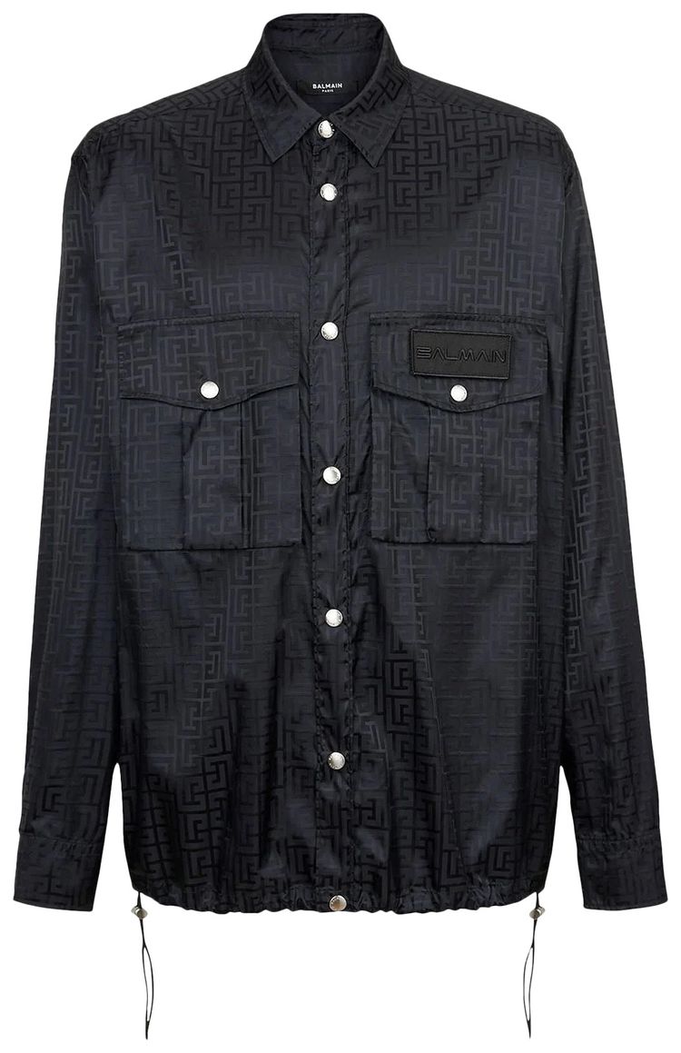 Buy Balmain Monogram Overshirt With Velcro Logo 'Noir' - YH1HD00011XB ...