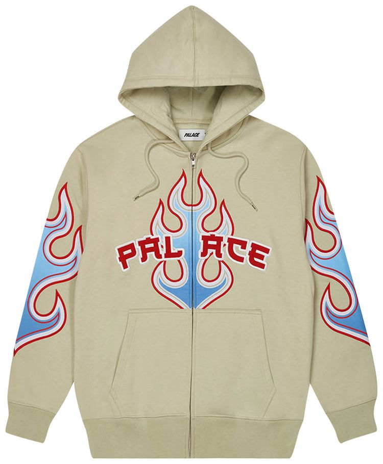 Buy Palace Flame Zip Hood 'Bone White' - P23CS104 | GOAT