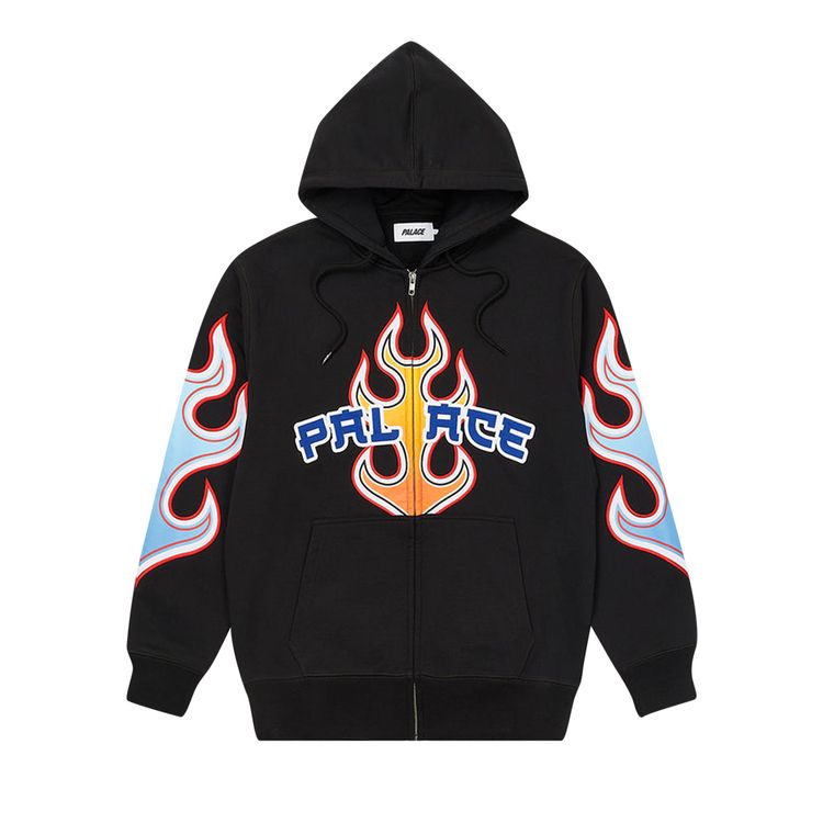 Buy Palace Flame Zip Hood 'Black' - P23CS103 | GOAT