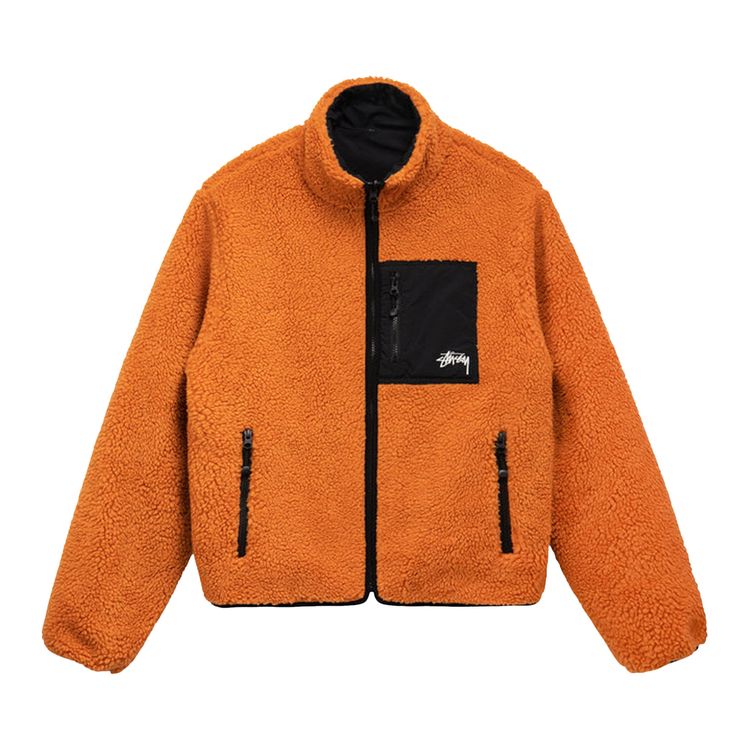 Buy Stussy 8 Ball Sherpa Jacket 'Orange' - 118498 ORAN | GOAT