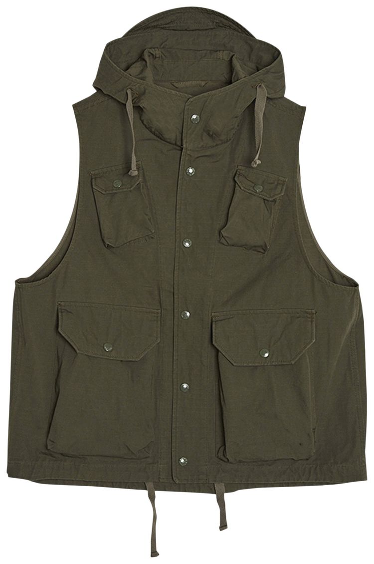 Buy Engineered Garments Heavyweight Cotton Ripstop Field Vest 'Black ...