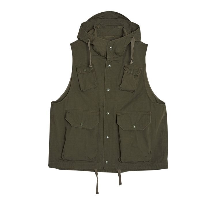 Buy Engineered Garments Heavyweight Cotton Ripstop Field Vest 'Black ...