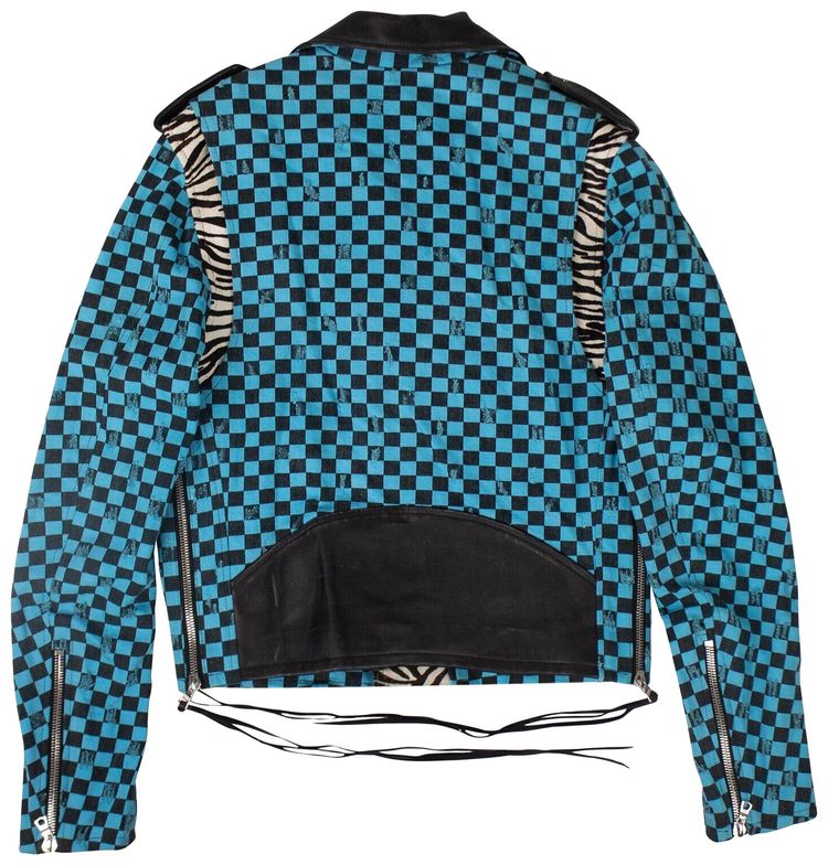 Buy Amiri Checkered Denim Biker Jacket 'Multicolor' - MOBIK ACD AQB ...