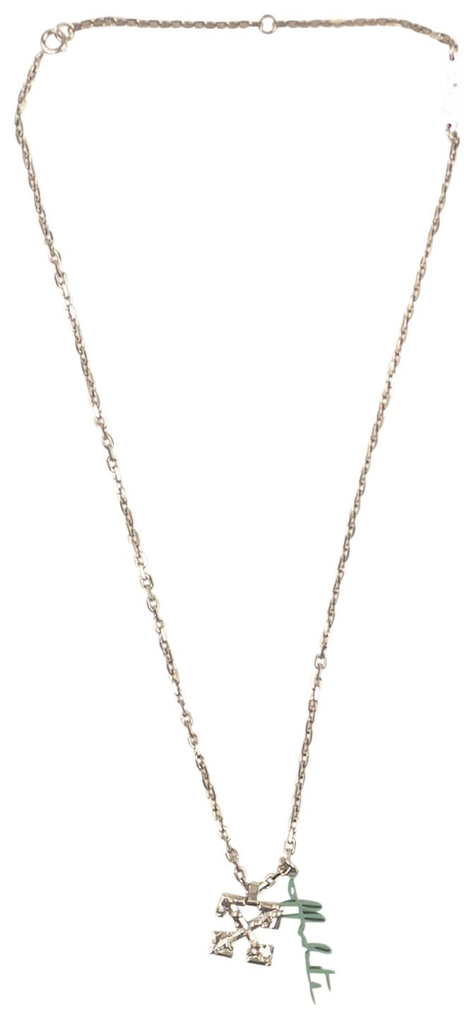 Buy Off White Logo Metal Leaves Necklace Green Owob022e20met0017250 Goat