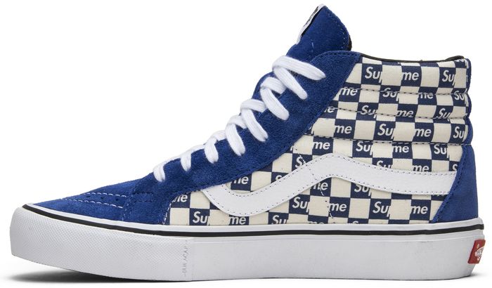 Buy Supreme x Vans Sk8-Hi Pro 'Checkered Blue' - VN0A38Z3JLX | GOAT