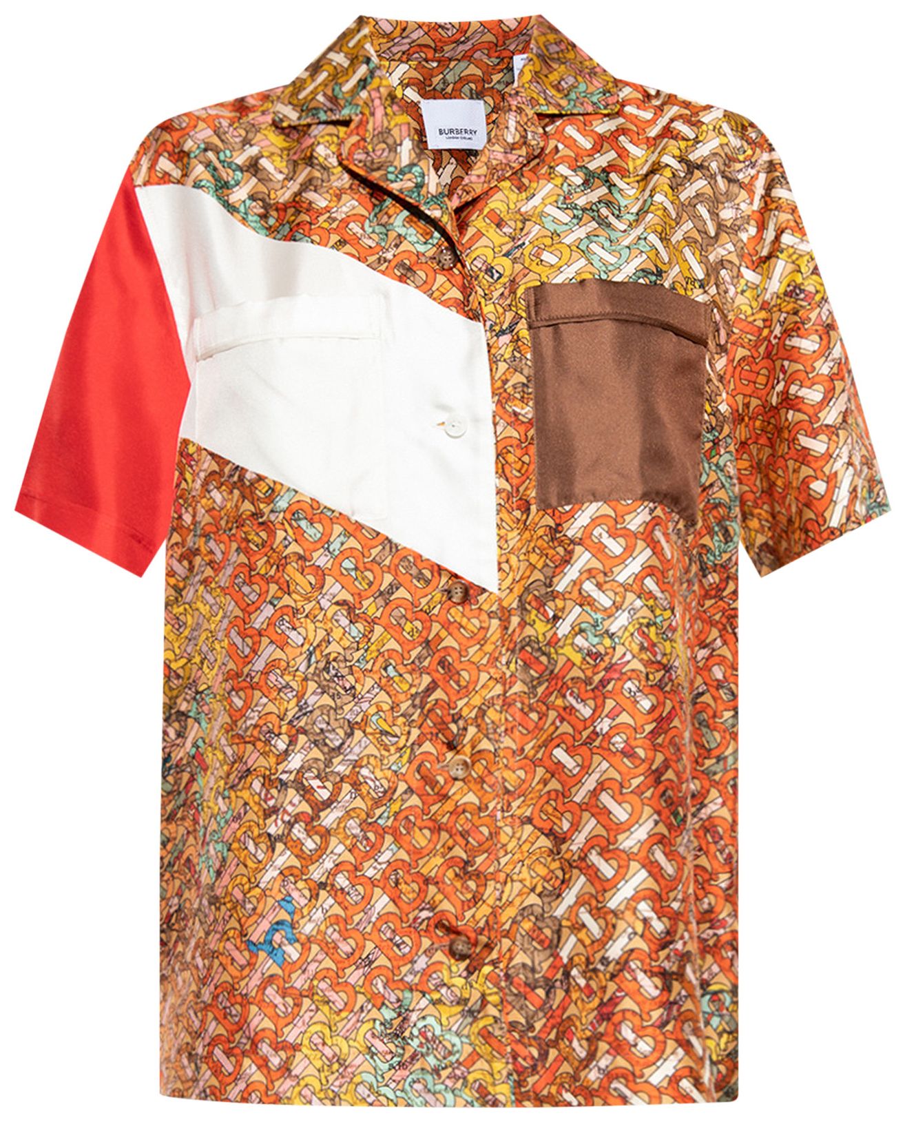 Burberry Monogram Map Print Silk Pyjama Shirt 'Bright Orange' | GOAT