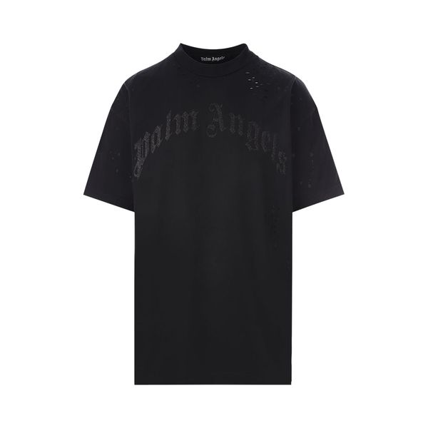Buy Palm Angels Glittered Logo Classic Tee 'Black ...