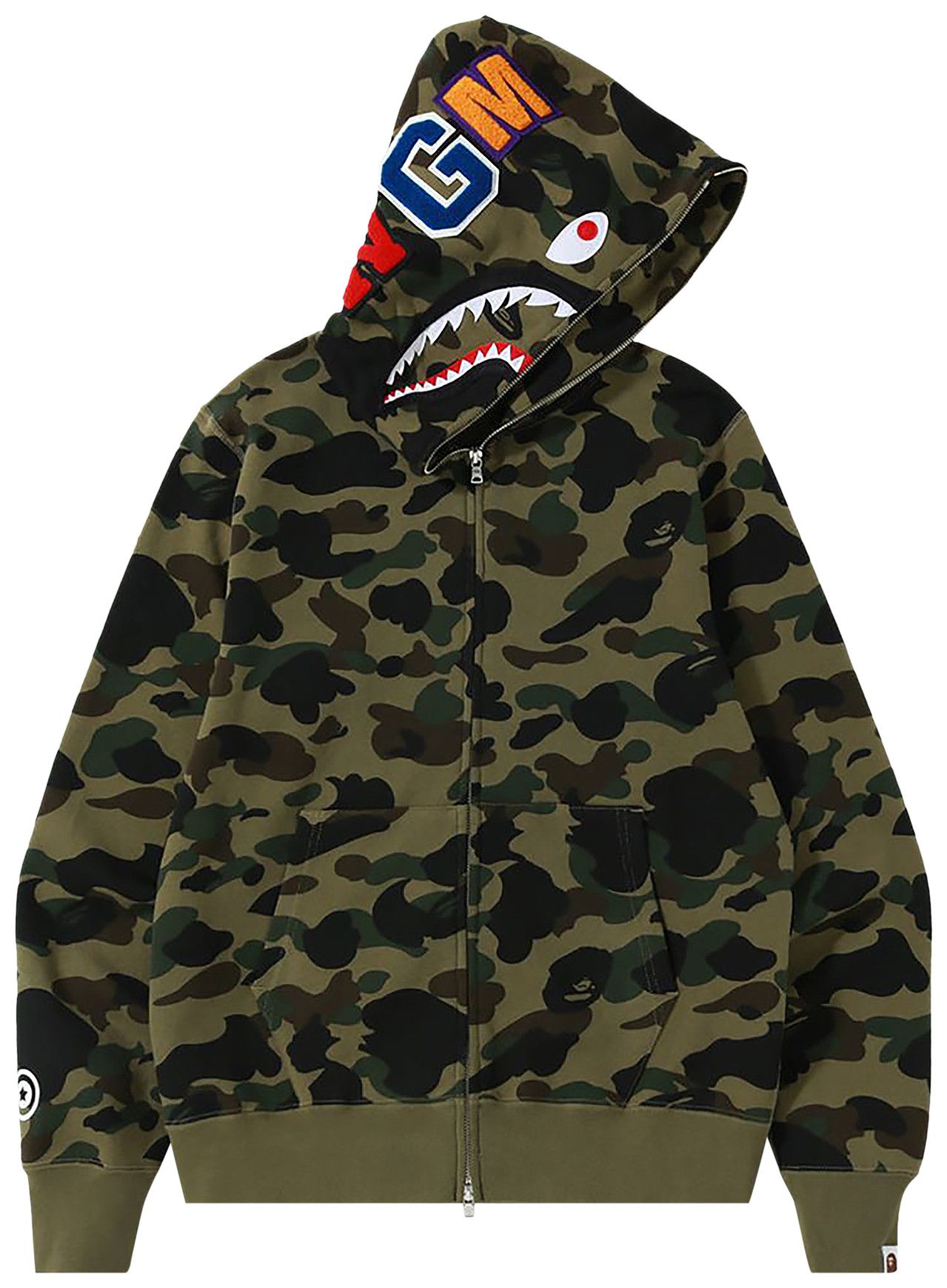 Buy BAPE 1st Camo Shark Full Zip Hoodie 'Green' - 1I20 115 004 GREEN | GOAT