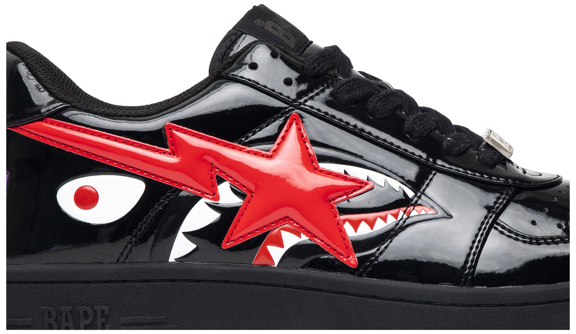 Buy Bapesta Low 'Black Shark Face' - BAPESTA SHK BLK | GOAT