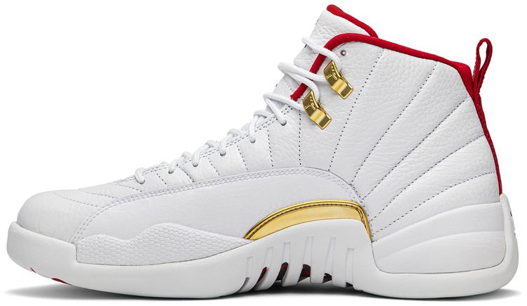 jordan 12 red and white and gold