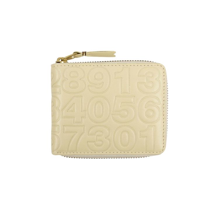 Buy Comme des Garçons Leather Number Embossed Small Wallet 'Ivory ...
