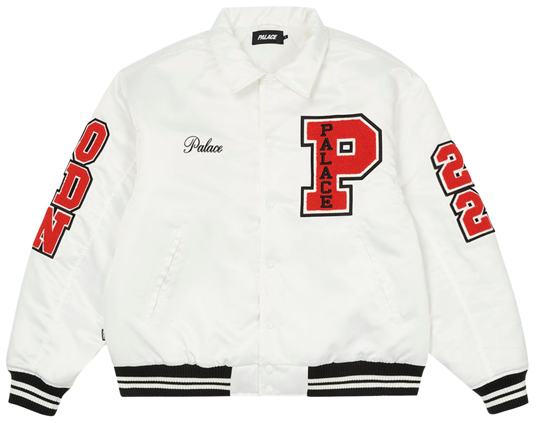 Buy Palace Satin Varsity Jacket 'White' - P23JK024 | GOAT