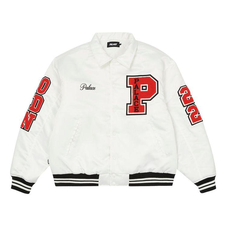 Buy Palace Satin Varsity Jacket 'White' - P23JK024 | GOAT