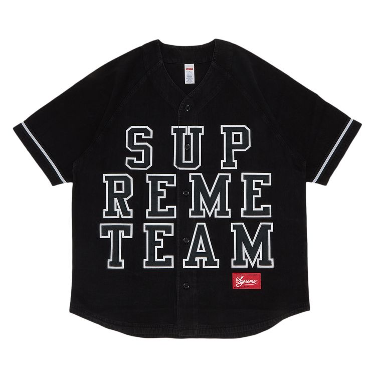 Buy Supreme Denim Baseball Jersey 'Black' - FW22KN11 BLACK | GOAT