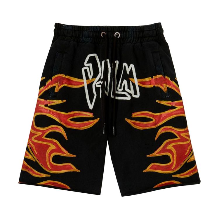 Buy Palm Angels GD Graffiti Flames Sweatshort 'Black/White ...