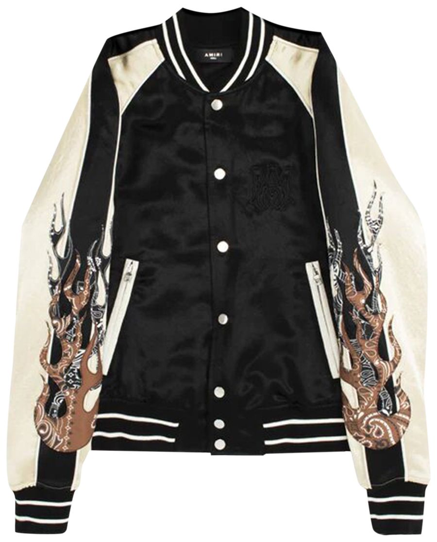Buy Amiri Satin Flames Souvenir Jacket 'Black' - PS22M0S020 001 BLAC | GOAT