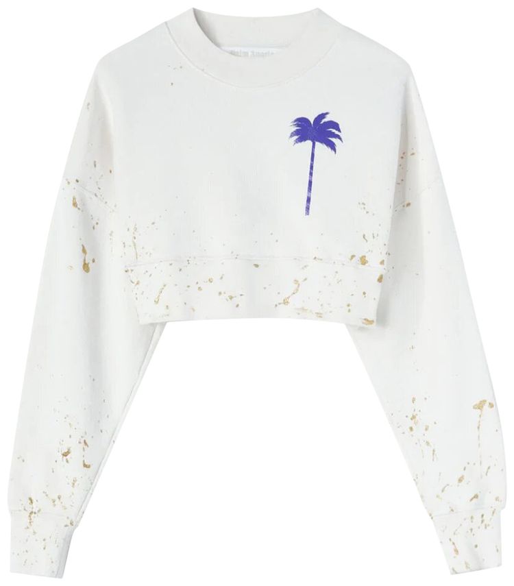 Buy Palm Angels PXP Painted Cropped Crew 'Butter/Purple ...