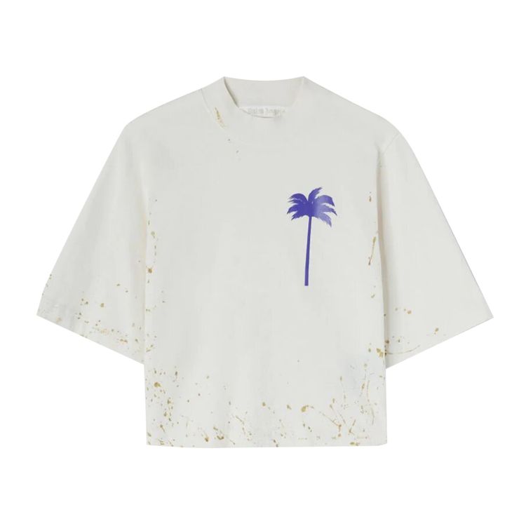 Buy Palm Angels PXP Painted Fitted Tee 'Butter/Purple ...