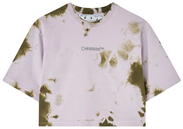 Buy Off White Bling Tie Dye Crop T Shirt Militarylilac