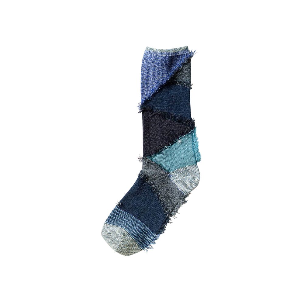 Buy Kapital 84 Yarns Patchwork Fringe Socks 'Blue' - EK 1264 BLUE | GOAT